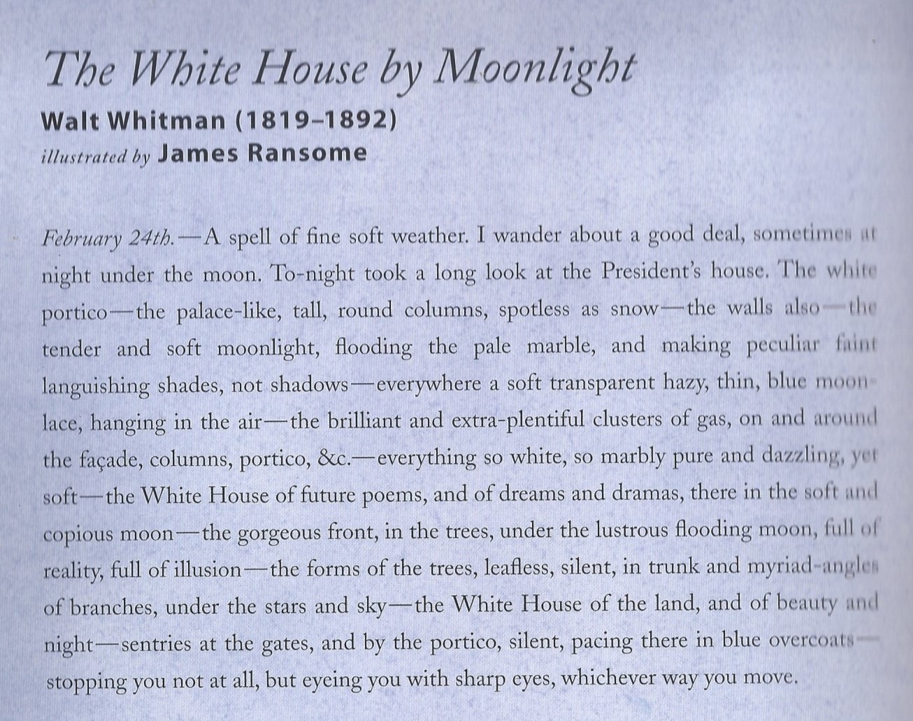 The White House By Moonlight Written By Walt Whitman Illustrated By ...